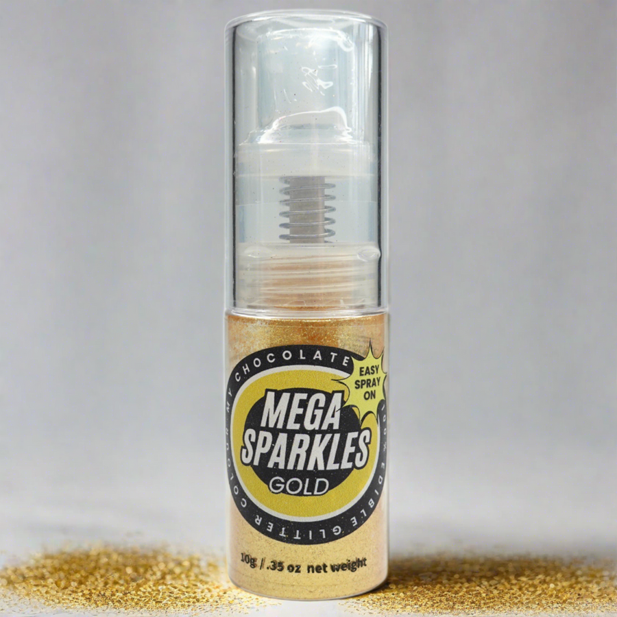 GOLD SPRAY Mega Sparkles - Edible Glitter Pump Spray – Colour My Chocolate